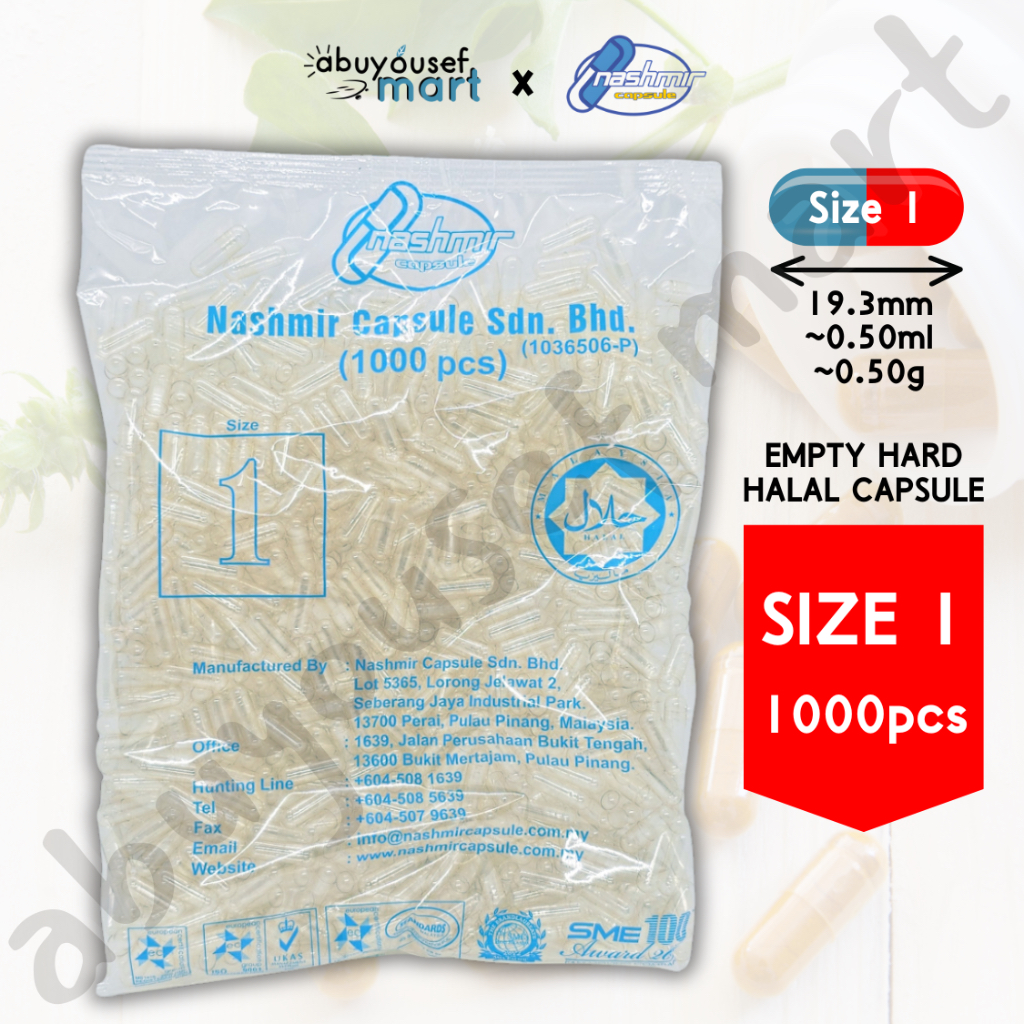 (Size 1) Empty Halal Gelatine Capsule | Pil Kapsul Kosong Nashmir ...