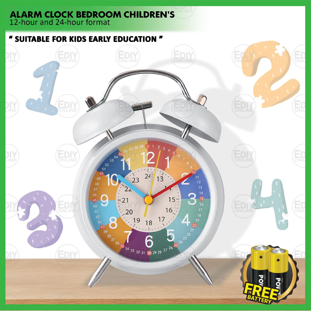 【SUITABLE FOR EARLY EDUCATION】 Alarm Clock Loud Sound Twin Bell Bedroom ...