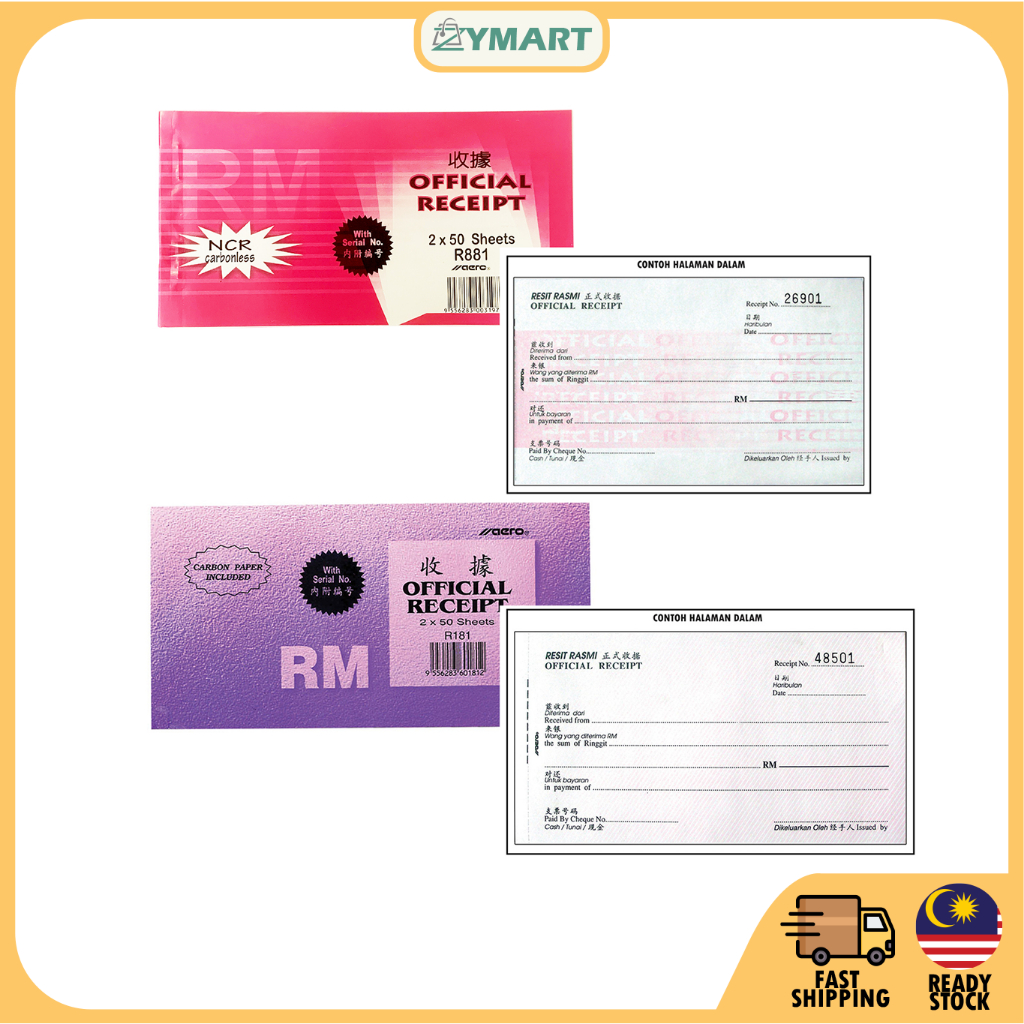 Official Receipt Book with Numbering, Buku Resit Rasmi | NCR & Non-NCR ...
