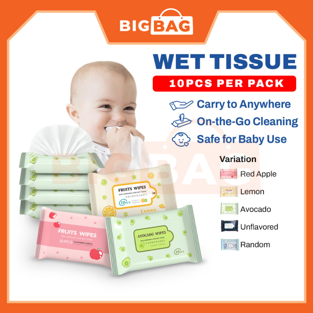 10pcs/pack Mini Wet Tissue Baby Wet Tissue Antibacterial Wipes Tissue ...