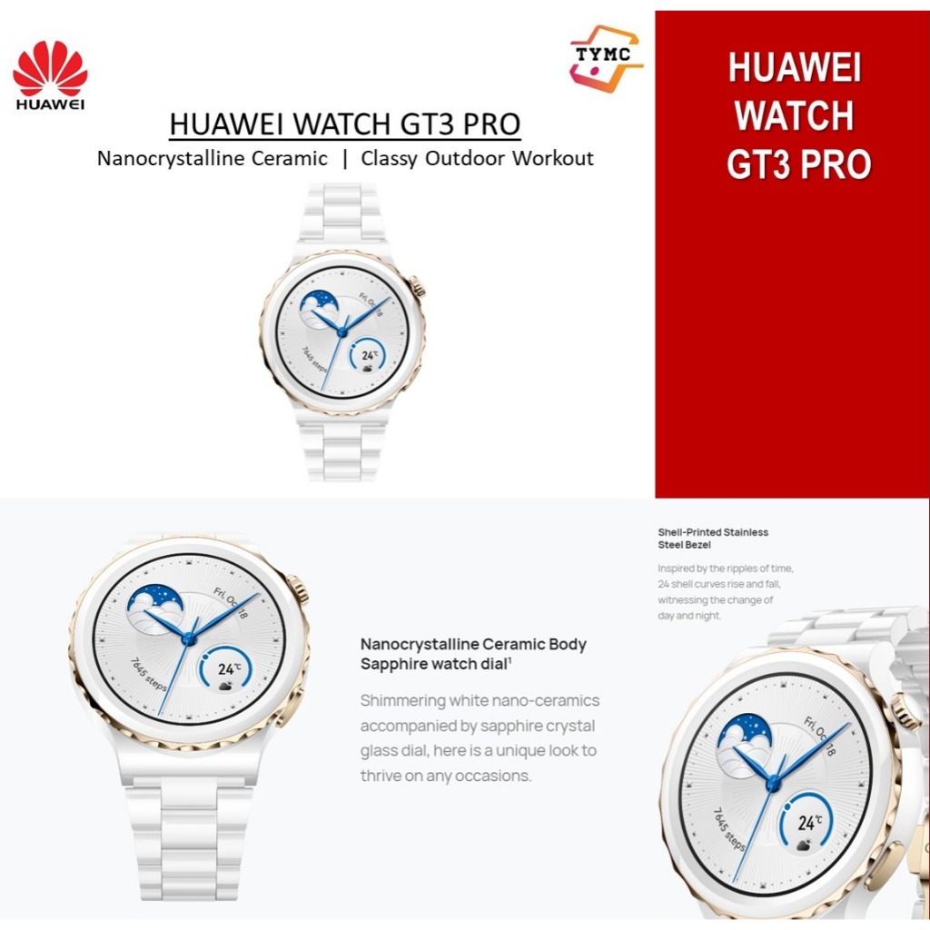 [ORIGINAL]HUAWEI Watch GT3 Pro White Ceramic Strap 43mm | Shopee Malaysia