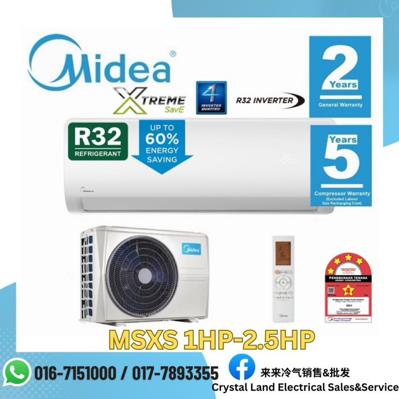 Midea Inverter MSXS 1hp/1.5hp/2hp/2.5hp | Shopee Malaysia