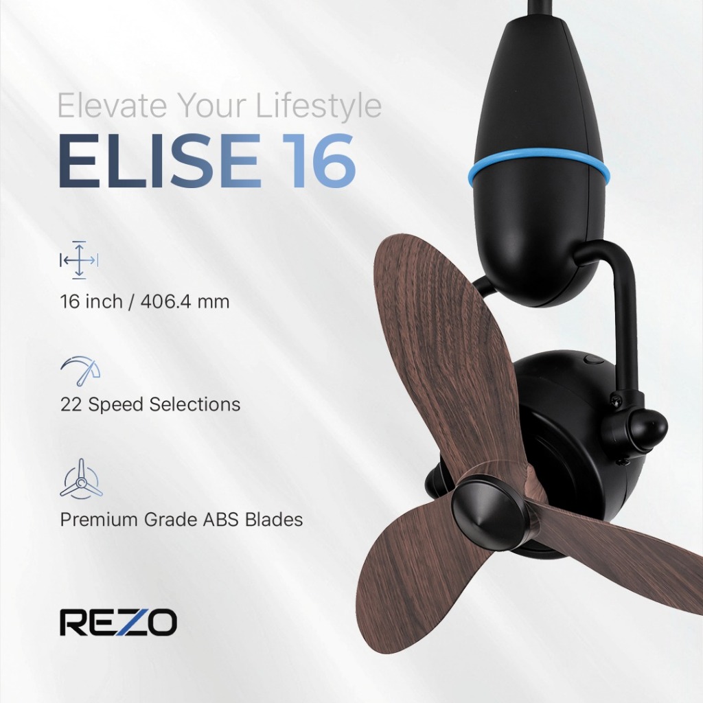 Rezo ELISE 16” DC Motor Corner / Ceiling Wall Fan With Remote | Shopee ...