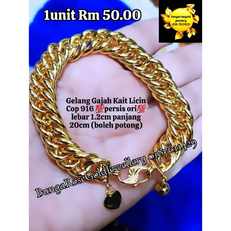 🔥Gelang Gajah Kait Suasa Cop 916🔥💯persis ori💯 | Shopee Malaysia