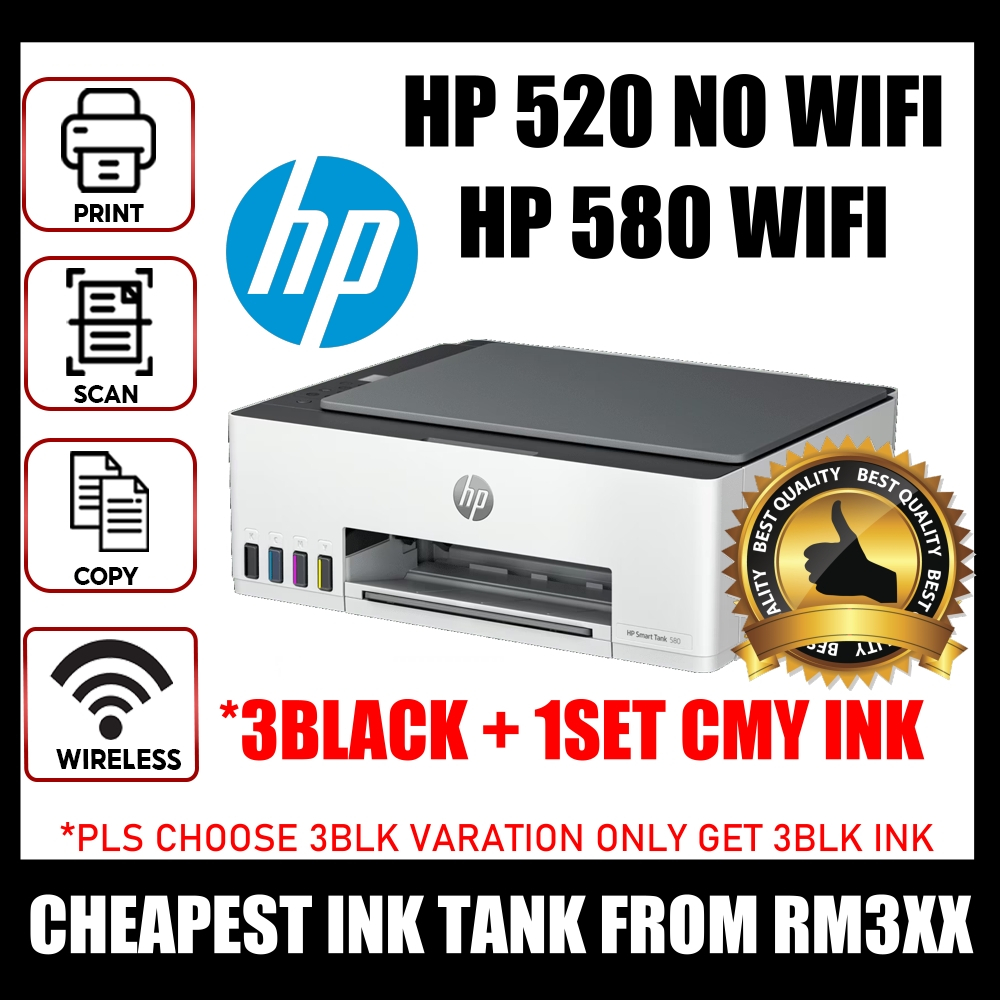 HP 580 / HP 520 PRINTER Smart Tank 520/580 All-in-One Printer LIKE ...