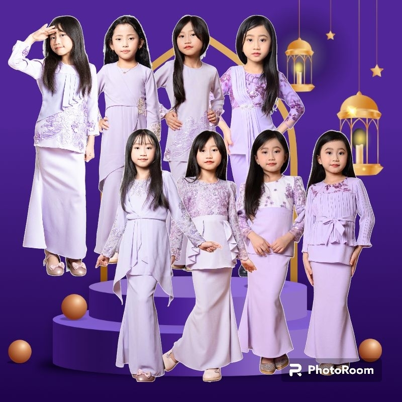 (1-12tahun) Tema Lilac - Baju Raya Perempuan 2024 | Shopee Malaysia