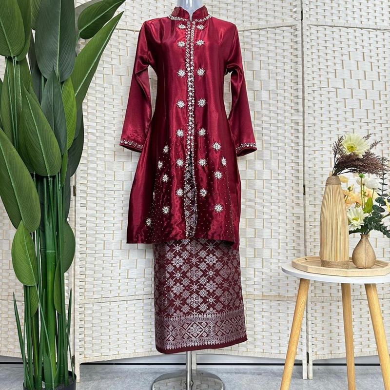 [MARYAM EXCLUSIVE] SET KEBARUNG SALMAH SONGKET KLASIK (Material Satin ...