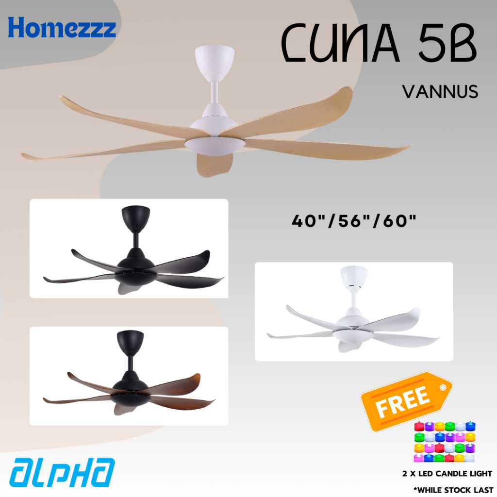 ALPHA Vannus - LUNA 5B 40 Inch 56 Inch 60 Inch DC Motor Ceiling Fan ...