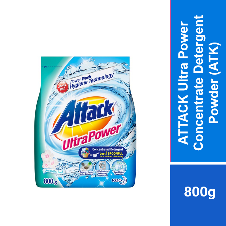 ATTACK Ultra Power Concentrate Detergent Powder (ATK) - 800g | Shopee ...
