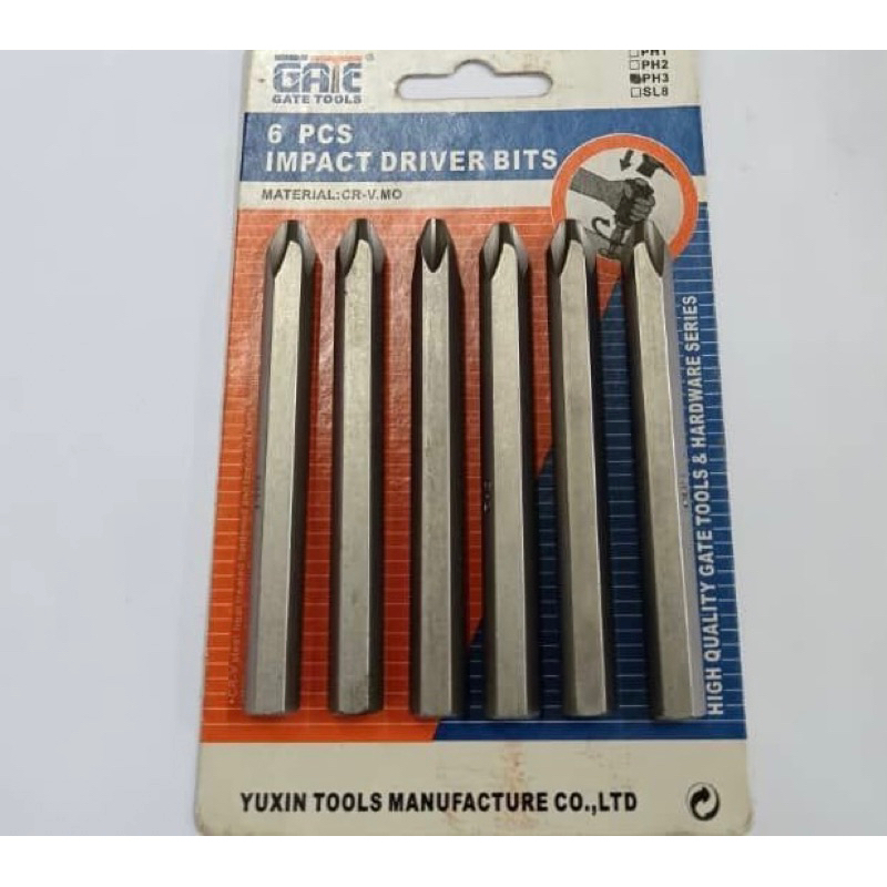 (6PCS) IMPACT DRIVER BITS, PH3 kasar, 80mm, BUY 5 foc 1, BUY 10 foc 3 ...