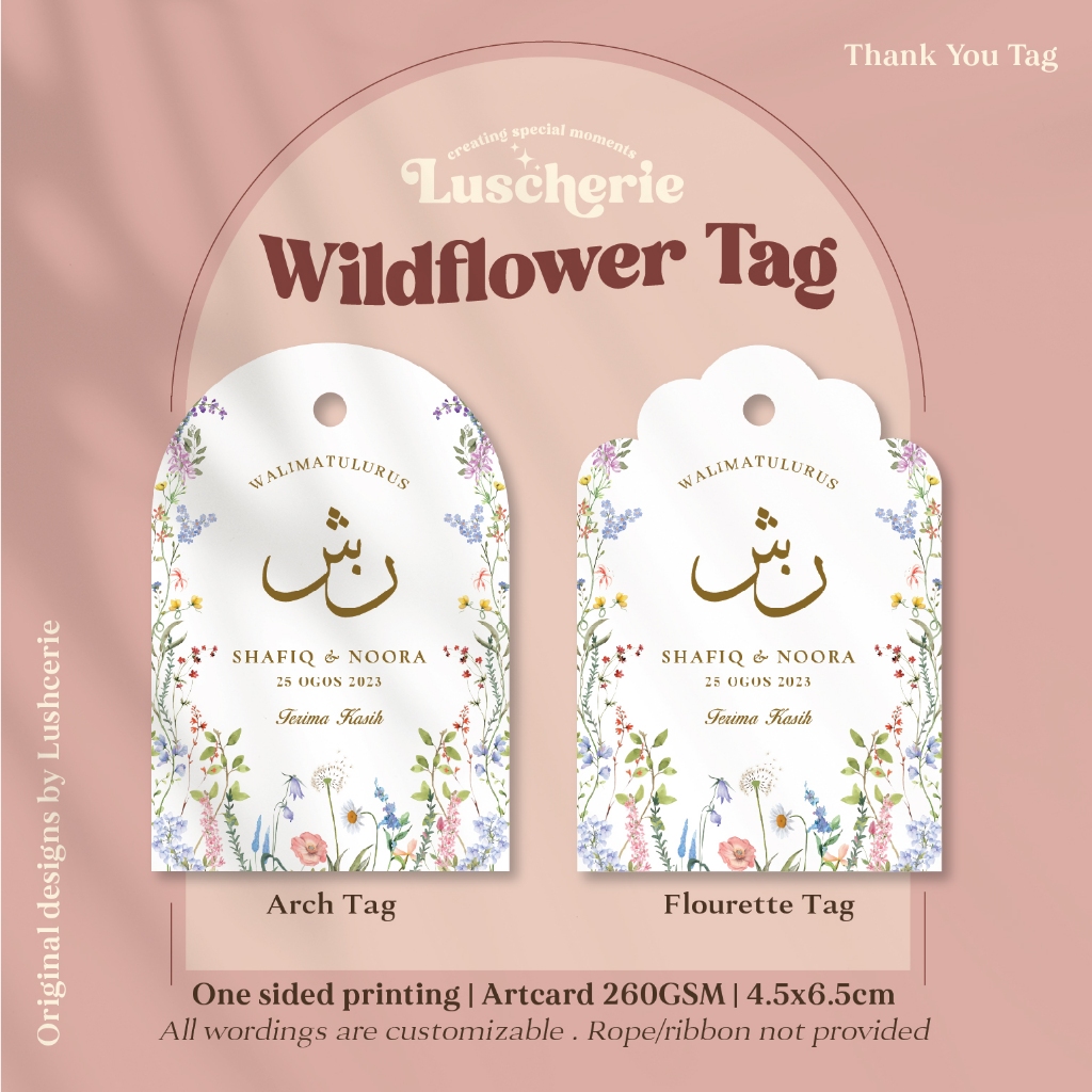 Tag Arch Wildflower [PRE ORDER] 100pcs Signature Wedding Thank You ...