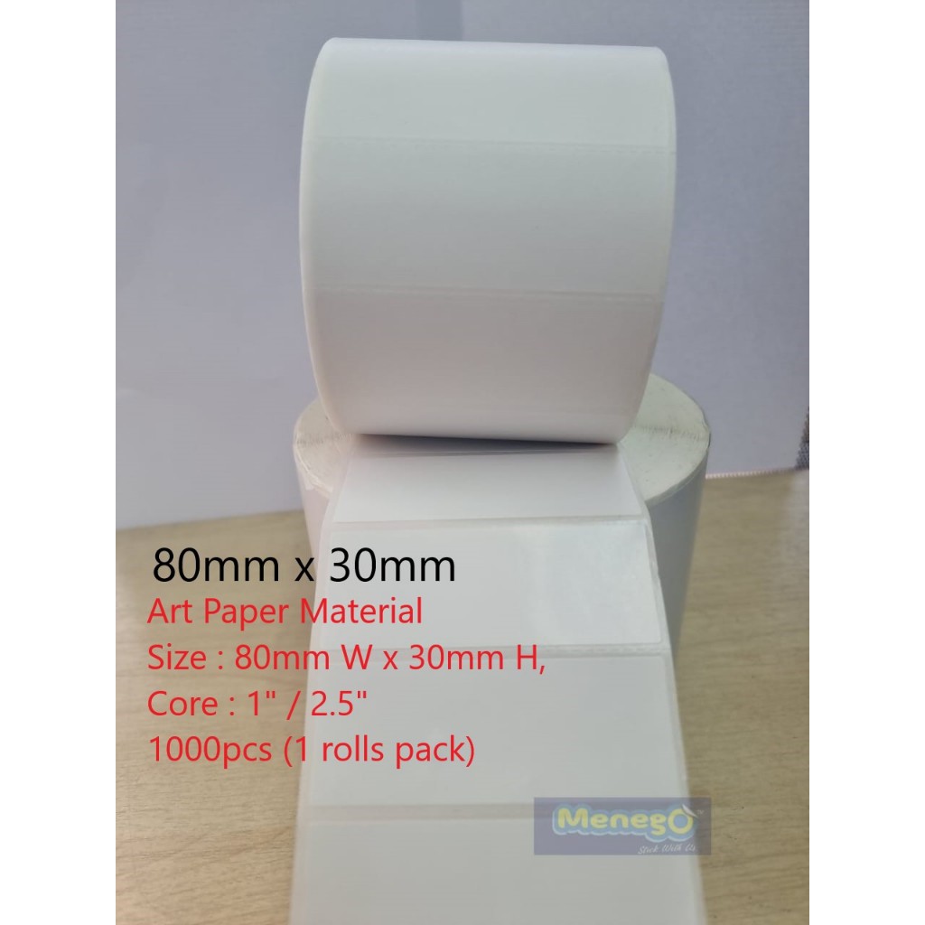 1 Roll 80mm x 30mm Blank Label Sticker - RM 0.015 (1000 pcs each roll ...