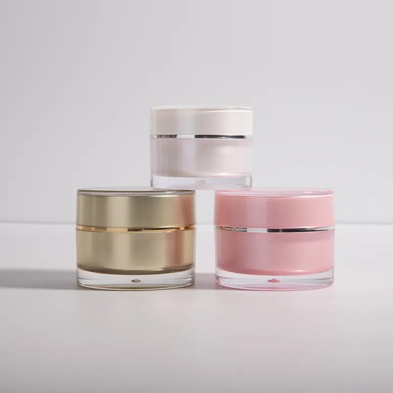 5/10/30/50g Round White Pink Acrylic Cosmetic Container WITH Silver ...