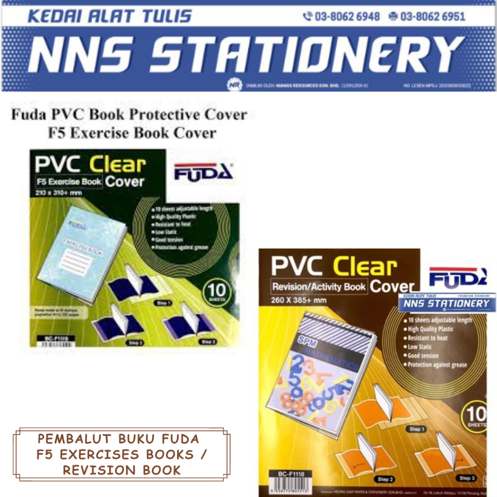 (10PCS) Fuda PVC Book Protective Cover Balut Buku in 2 sizes | Shopee Malaysia