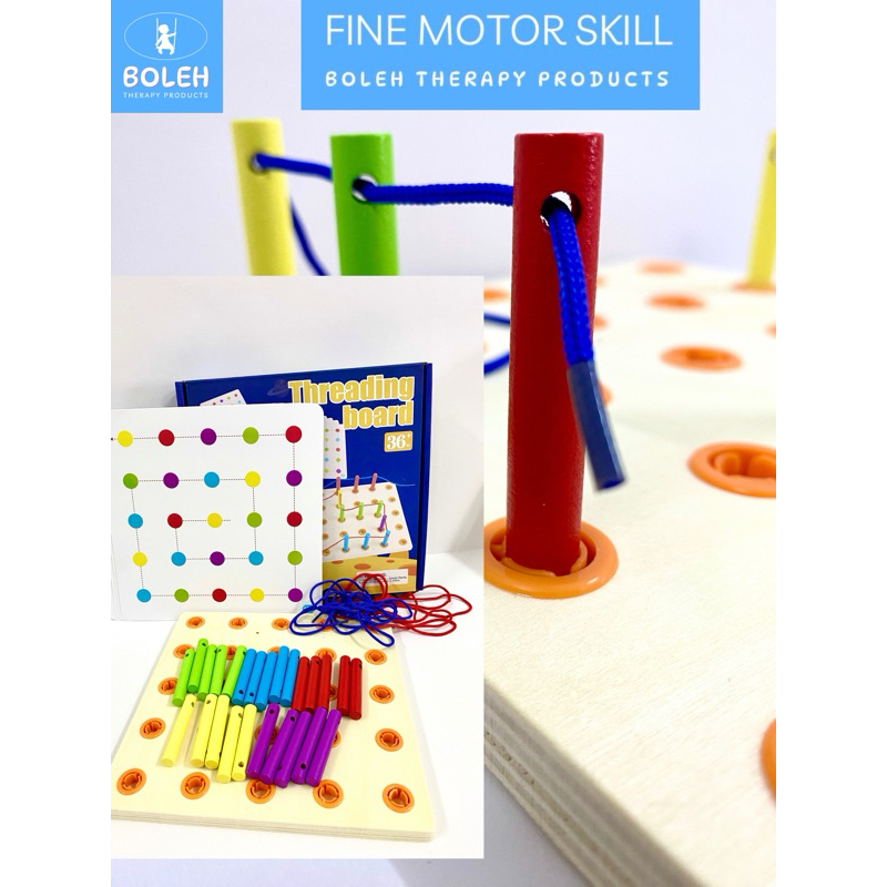 BOLEH Threading Peg Board Wooded Board For Fine Motor Skill and Speech ...