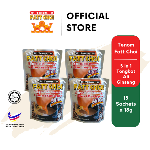 COMBO PACK Fatt Choi 5 in 1 Instant Tongkat Ali Ginseng Coffee Mix 4 ...
