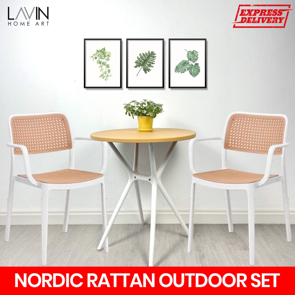 Nordic Rattan Outdoor Set / Coffee Table Set / Set Meja santai / Set ...