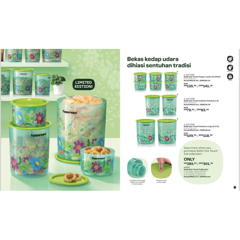 Tupperware Batik One Touch | Shopee Malaysia