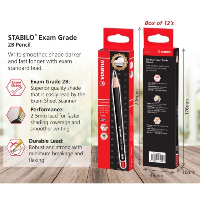 Graphite Pencil - STABILO Exam Grade 2B Pencil Set 12pcs | Shopee Malaysia