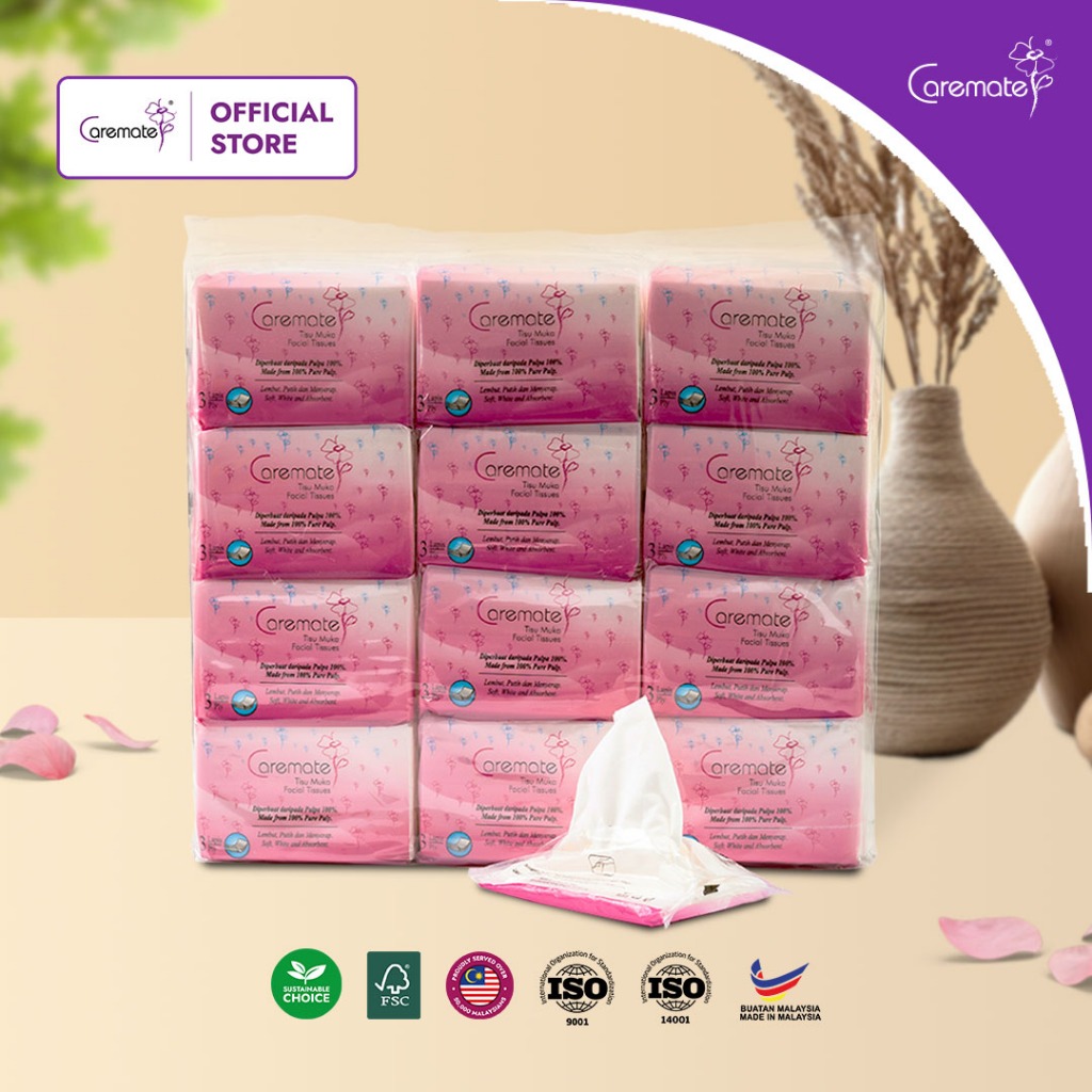 Caremate Pocket Tissue (6 Packs x 12 Pkts x 8’s x 3 Ply) | (EXTRA BULK ...