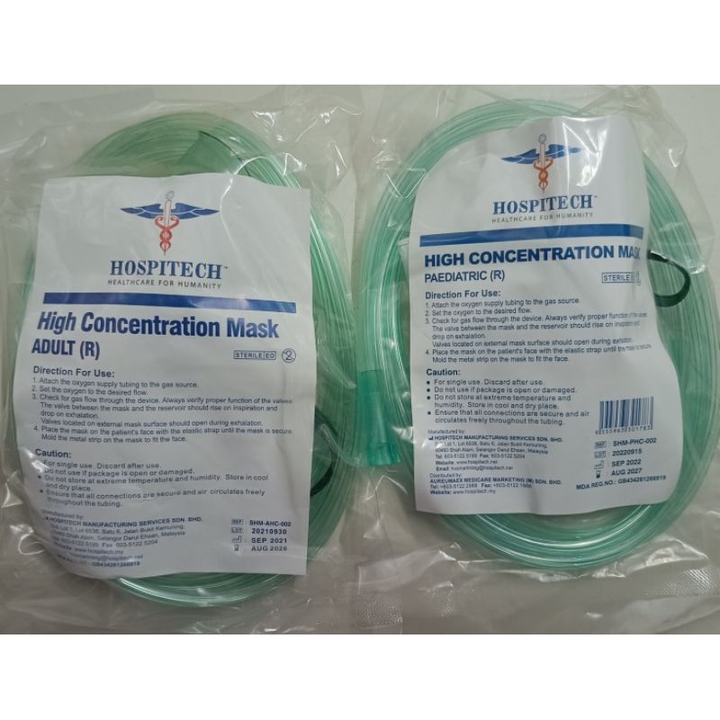 HOSPITECH HIGH CONCENTRATION (high flow) MASK NON-REBREATHING ADULT ...