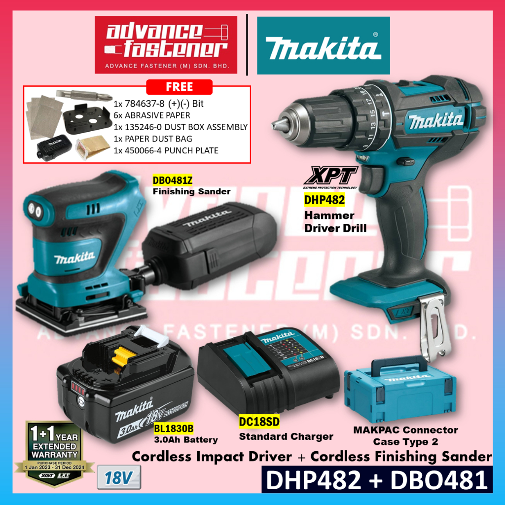 🔥SUPER VALUE🔥 MAKITA 18V LXT Combo Set ( DHP482 Cordless Hammer Driver ...