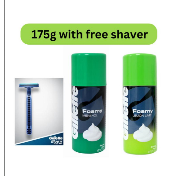 GILLETTE Foamy Shaver Lemon Lime 175g Free shaver | Shopee Malaysia