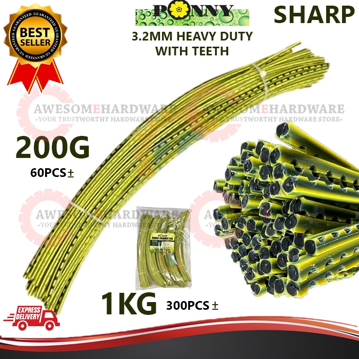 (WITH TEETH 3.2MM) 12" PONNY PG230 HEAVY DUTY 3.2MM NYLON TRIMMER LINE ...
