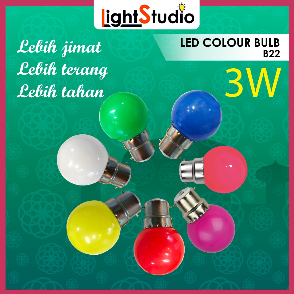 Color Bulb LED 3W B22 | Shopee Malaysia