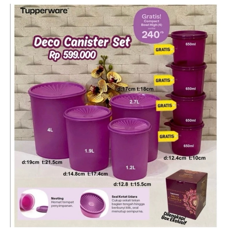Tupperware Festive Deco Canister/Compact Bowl | Shopee Malaysia