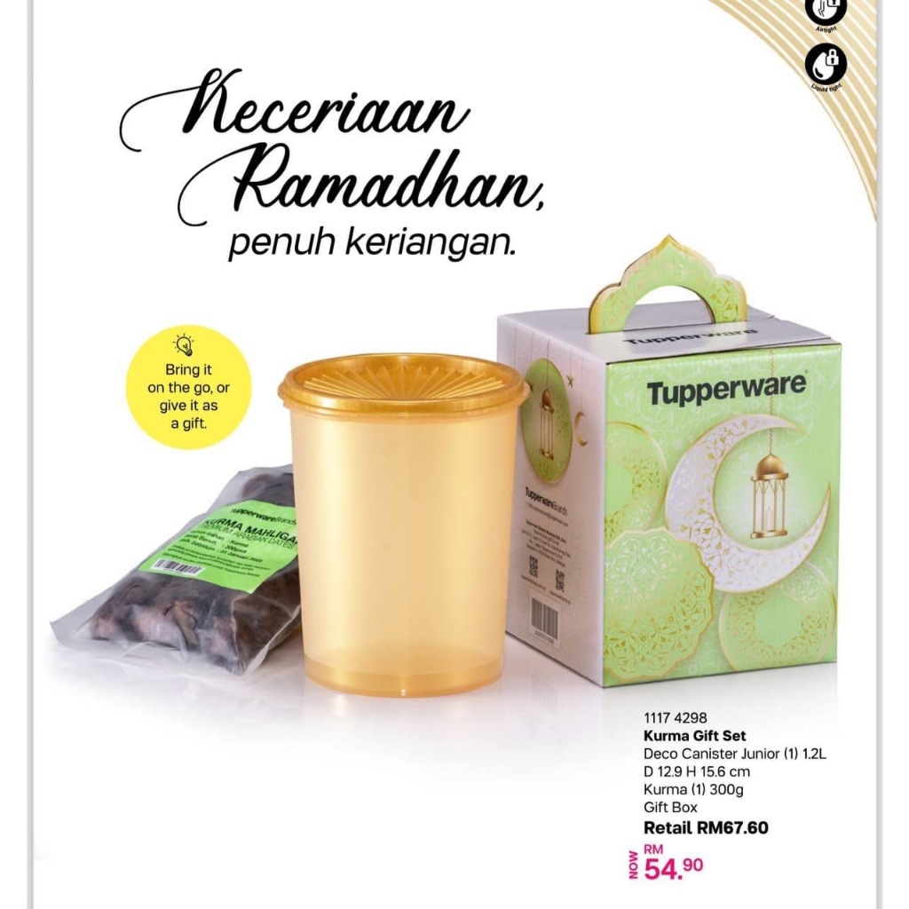 *Year 2024 Gold*Tupperware Premium Arabian Dates Kurma Gift Box+Deco ...
