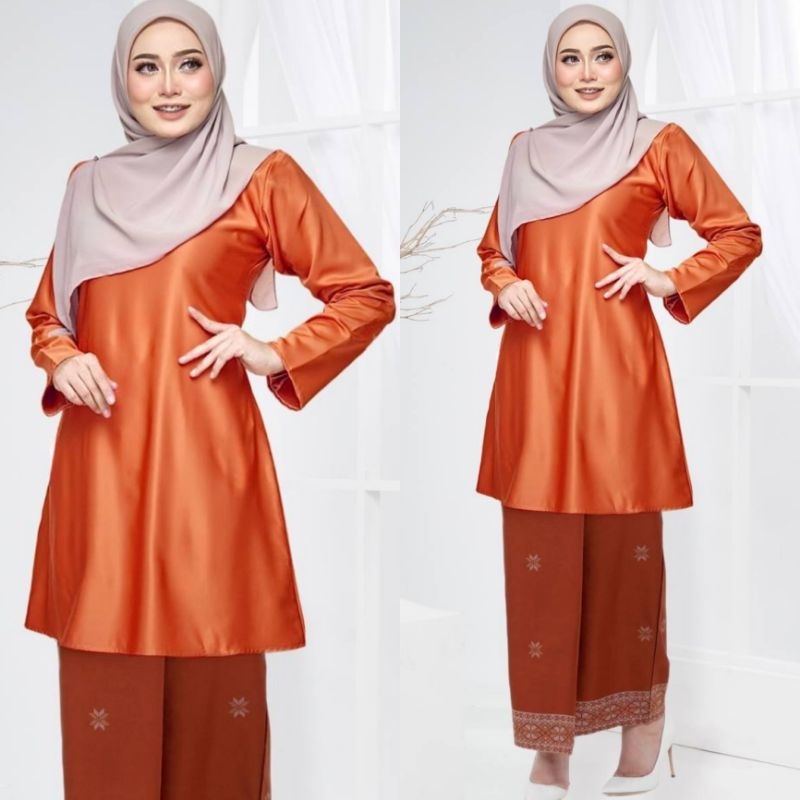 XS-5XL ORANGE BRICK OREN BATA KURUNG RIAU BATEK BATIK PLUSSIZE TUNANG ...