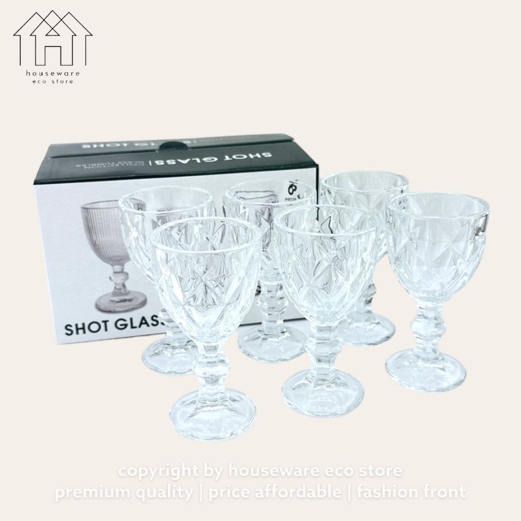 6pcs Diamond Mini Glass Set | 65ml Dessert Cup | Gelas Glass Tumbler ...