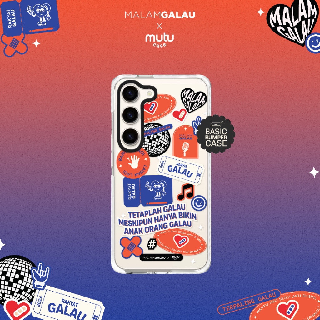 Galau Bah Kau - Malam Galau x Mutu Case (Powered by Basic Bumper) Compatible with SAMSUNG S23 ...