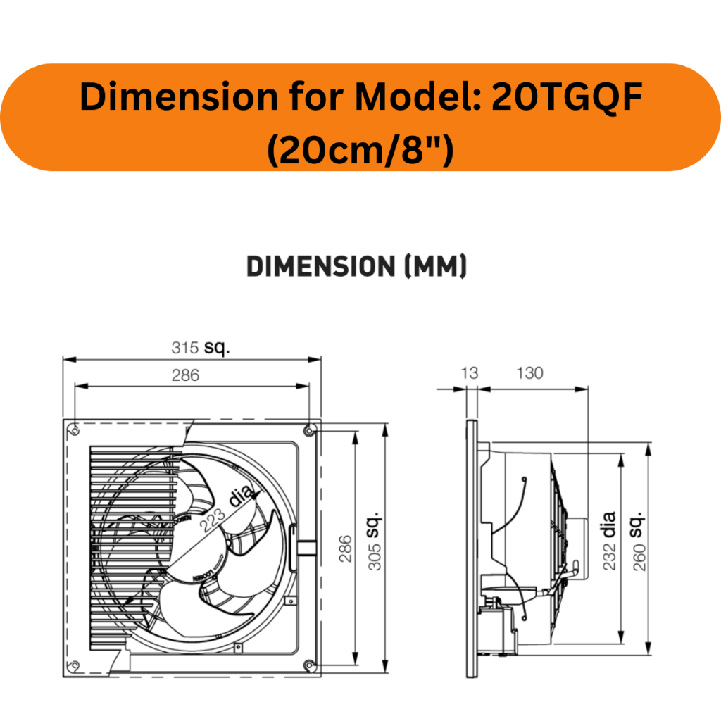 KDK 20TGQF CEILING MOUNTED PROPELLER / VENTILATING FANS [20cm/8"]. KDK ...