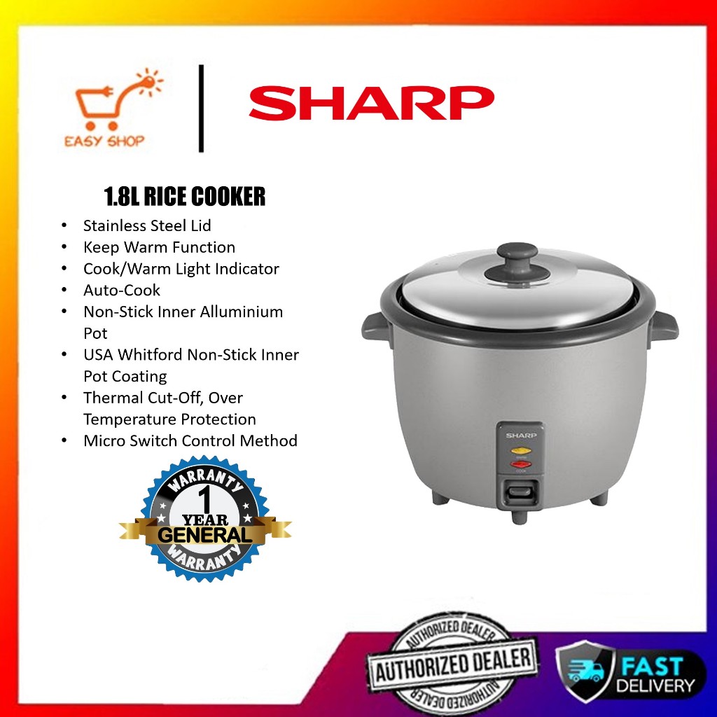 Sharp Rice Cooker - Silver (1.8L) KSH188SSL | Shopee Malaysia