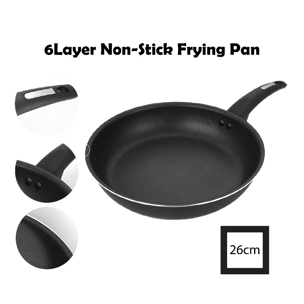 26CM Frying Pan 6layer Non-Stick Pan Periuk Masak Cooking Pan Periuk ...