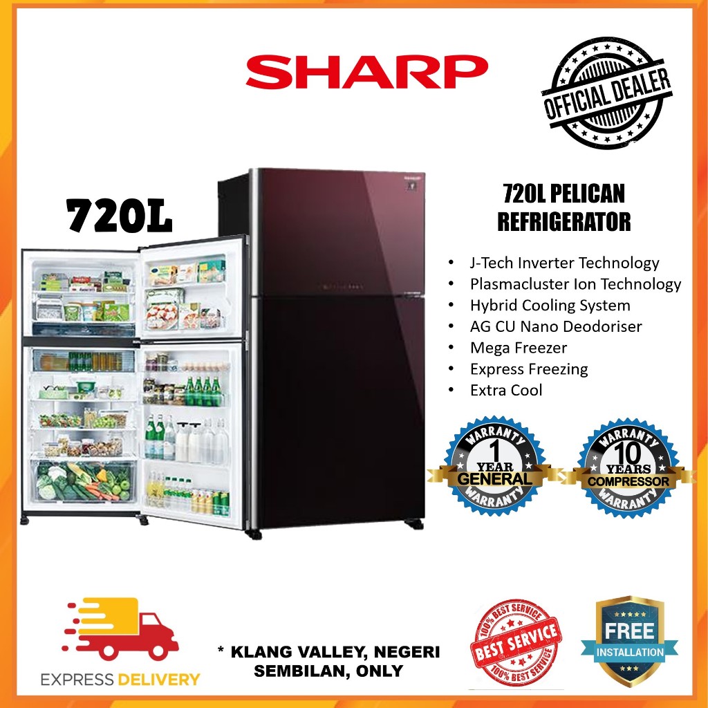 Sharp Pelican Refrigerator 720L SJP882MFGM (Maroon) | Shopee Malaysia
