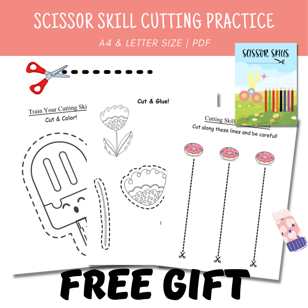[PDF] Printable Scissor Skill Cutting Practice, Kids Worksheet for ...
