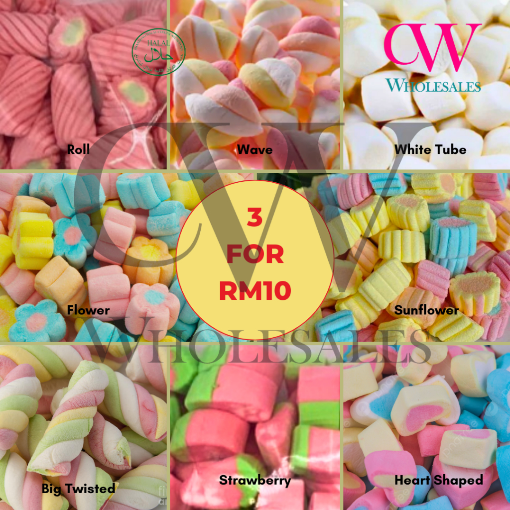 Marshmallow Bulk Pack Cotton Candy Gula Kapas 120g Flower Wave Twisted ...