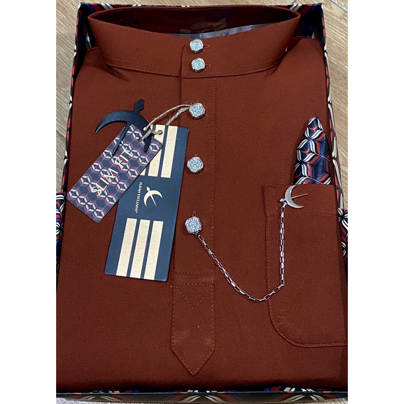 Baju Melayu Ultimate 2.0 by Elrah Exclusive Seal Brown/Burnt Orange | Shopee Malaysia