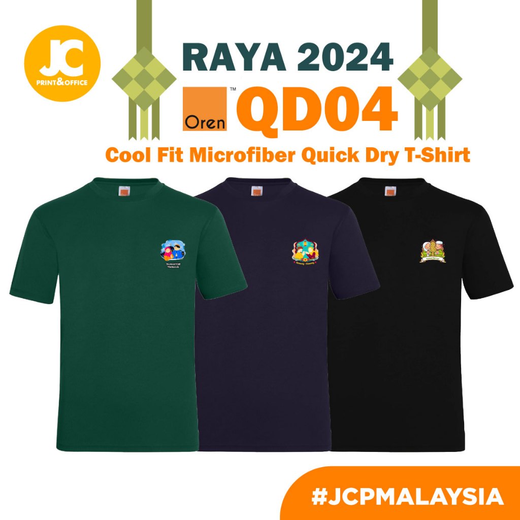 JCP x OREN SPORT Baju Raya 2024 Microfiber Quick Dry T-Shirt Left Chest ...