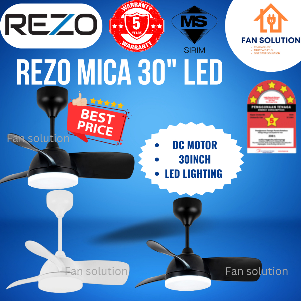 REZO MICA 30" DC MOTOR LED CEILING FAN WITH LED LIGHTING AND REMOTE CONTROL [READY STOCK FAST ...