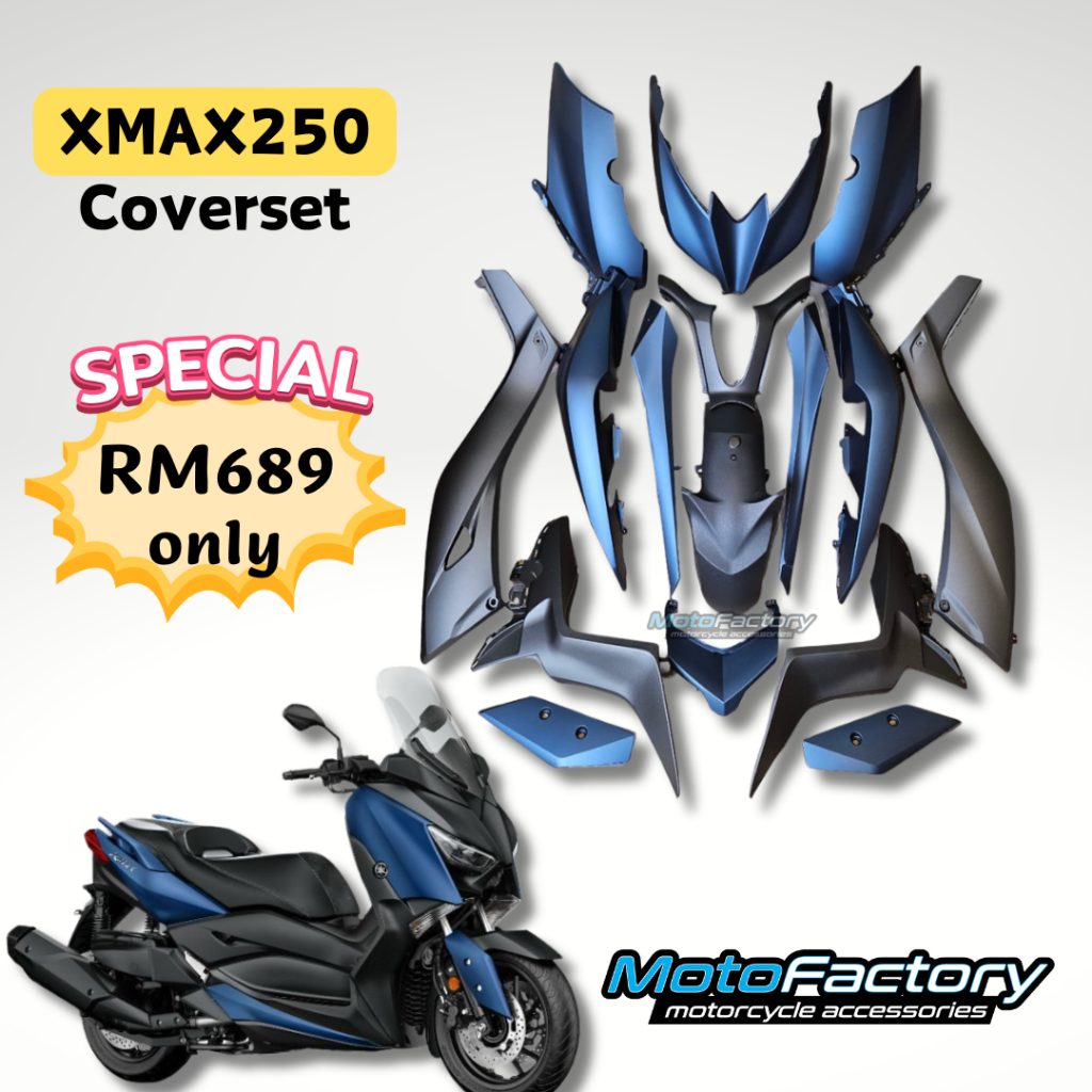 YAMAHA XMAX250 XMAX COVERSET BODY COVER SET MATT BLUE #READY STOCK ...