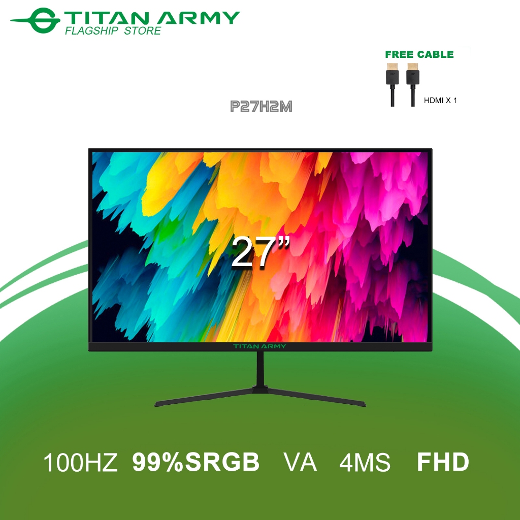 TITAN ARMY 27" Slim 100Hz 4ms VA ELED Flat Gaming Monitor (P27H2M ...