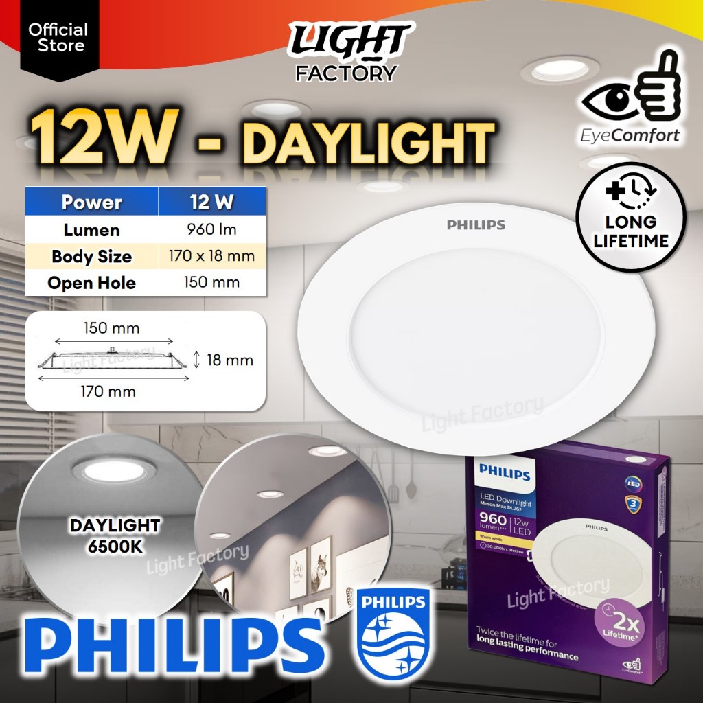 🔥3 YEARS WARRANTY🔥PHILIPS MESON MAX DL262 LED Recess Downlight 5"9W / 6 ...