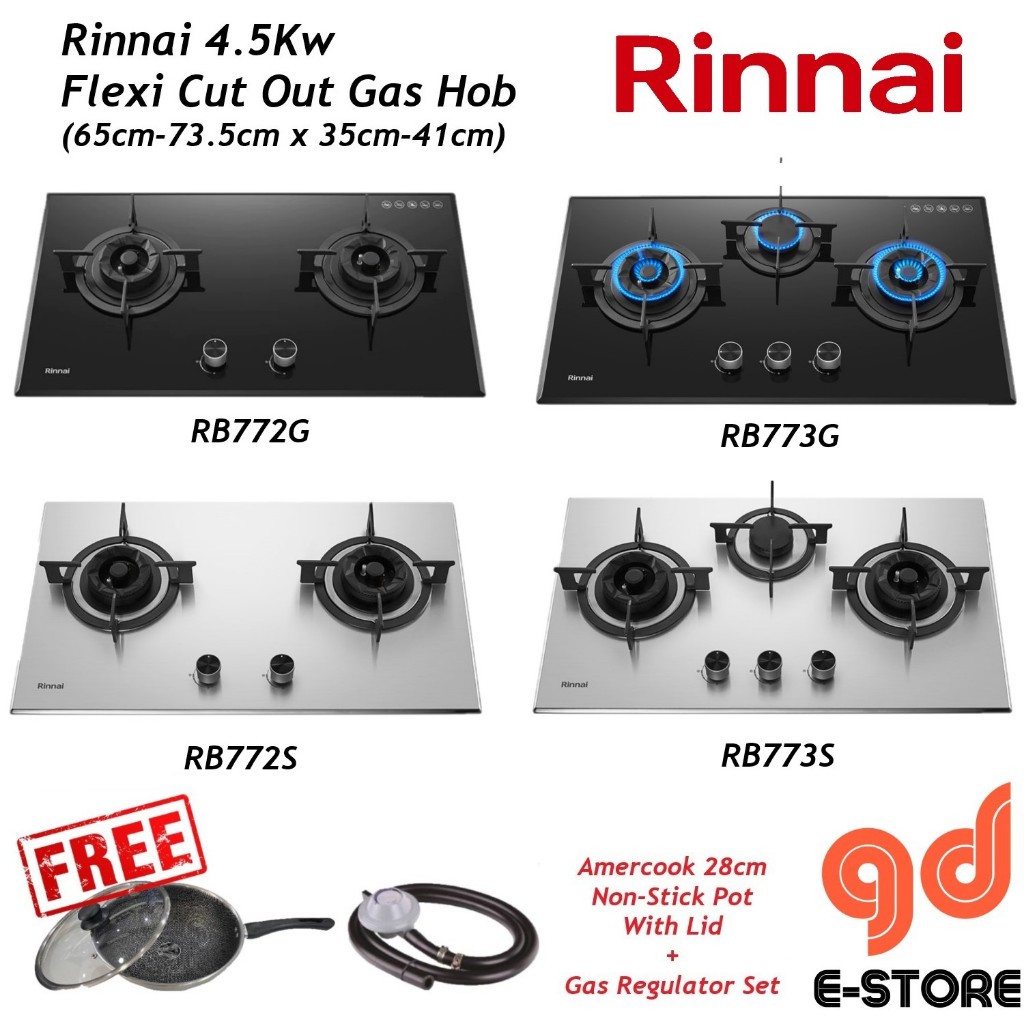 Rinnai RB772 RB773 Series - 4.5kW RB773G RB772G RB773S RB772S Gas Cooker Hob / Rinnai Gas Stove ...
