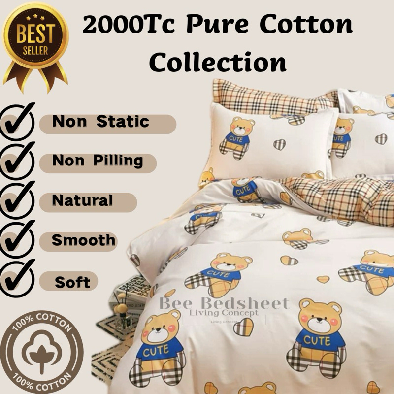 2000Tc 100% Pure Cotton Bedsheet 5in1 With Comforter Cartoon Bedsheet ...