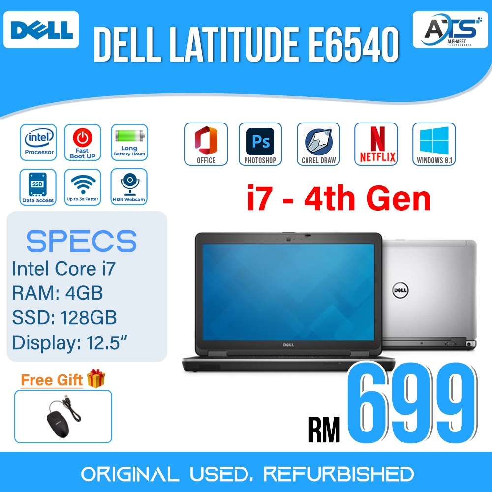 Dell Latitude E6540 /4GB Ram / SSD 128GB / Intel Core i7-4th Gen ...