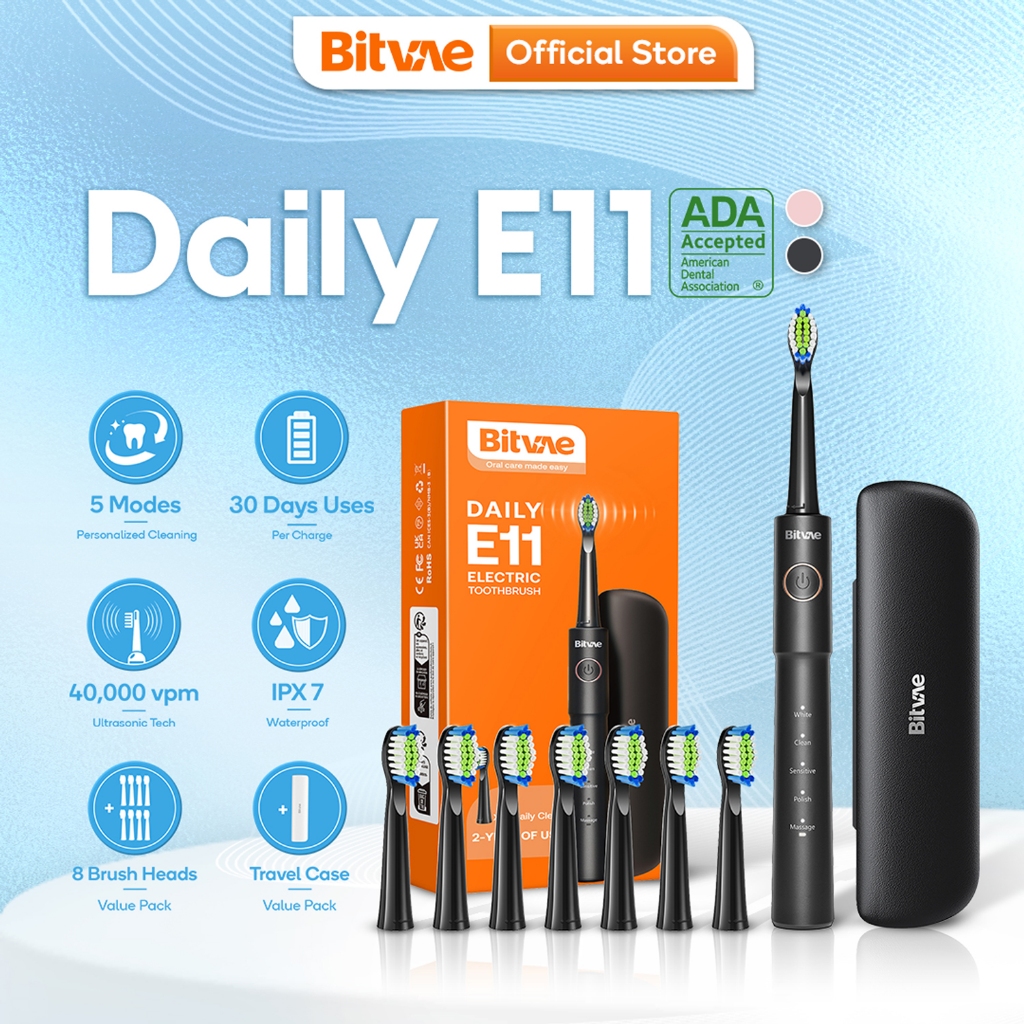 Bitvae E11 Rechargeable with 5 Modes Sonic Electric Toothbrush with ...